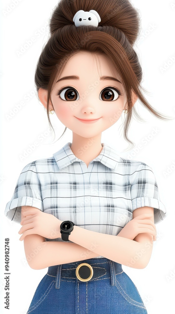 Discover a stunning 3D animated character, a vibrant portrayal with big ...