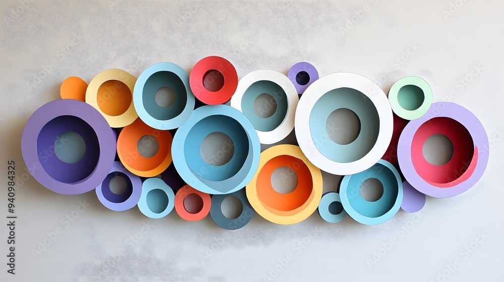 24. Contemporary 3D wall art of circular paper cutouts with a 3D pop ...