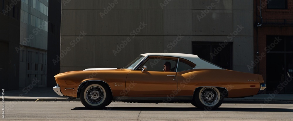 classic car facing the camera, minimalist, deadpan, banal, cool ...