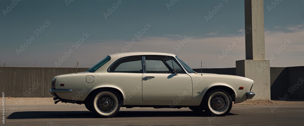 classic car facing the camera, minimalist, deadpan, banal, cool ...