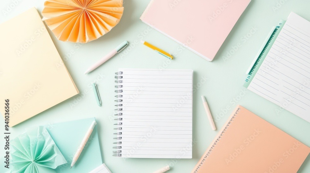 A collection of notebook pages with different line widths and paper ...