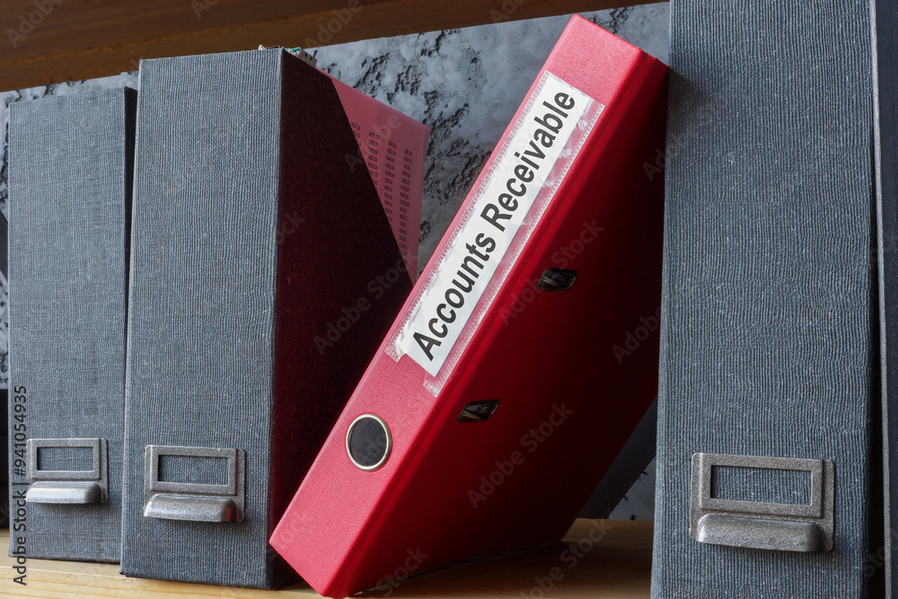 Folder labeled accounts receivable on a shelf. Financial management and ...