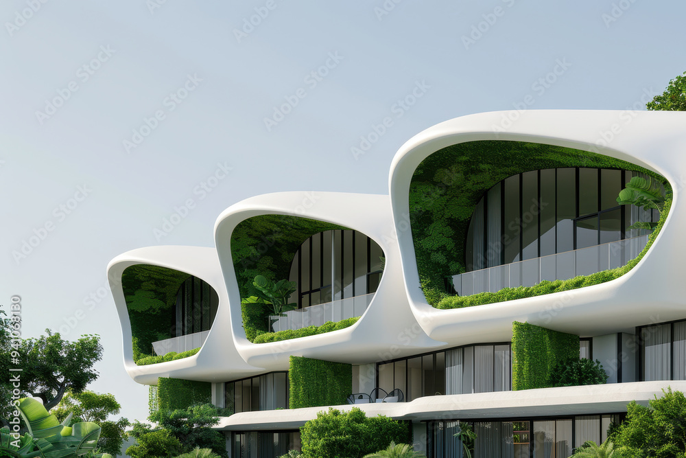 Biomimicry-inspired eco-building featuring living walls and solar ...