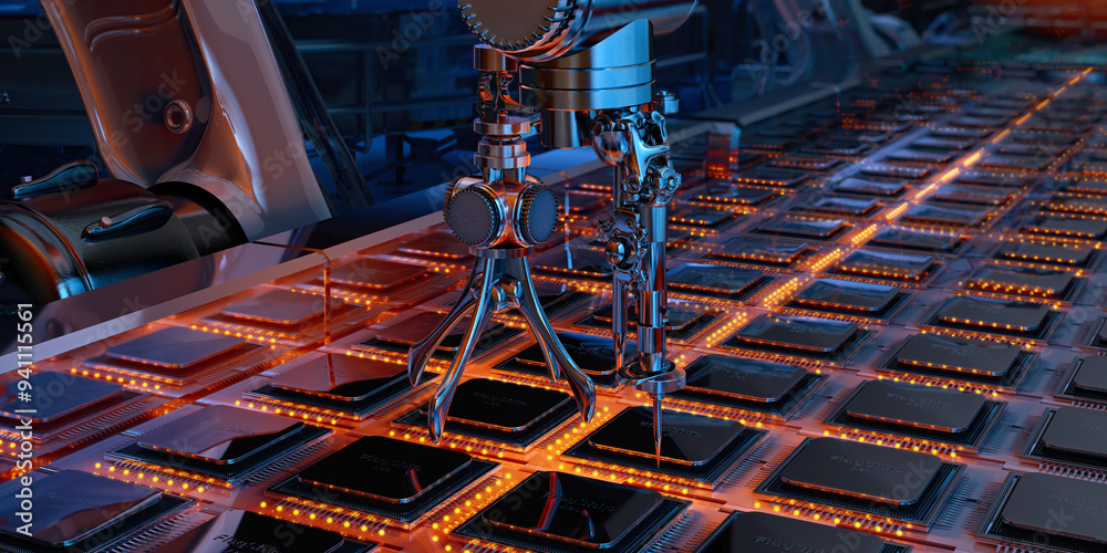 Industry 4.0 Process of manufacturing central processing units CPU ...