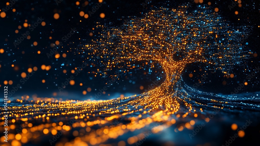 An abstract representation of AI as a digital tree with branches of ...