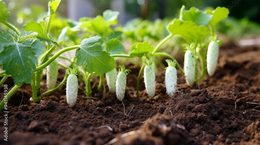 Growth process of young plants from seeds, highlighting the beauty of ...