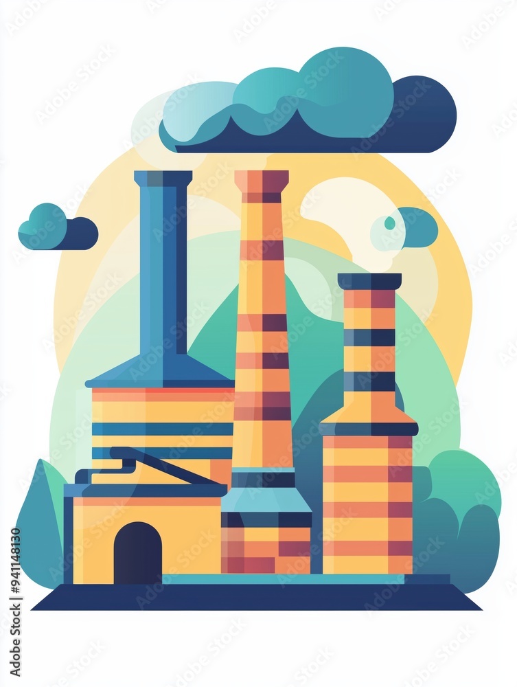 Modern Industrial Factory Icon | Contemporary Manufacturing Design ...