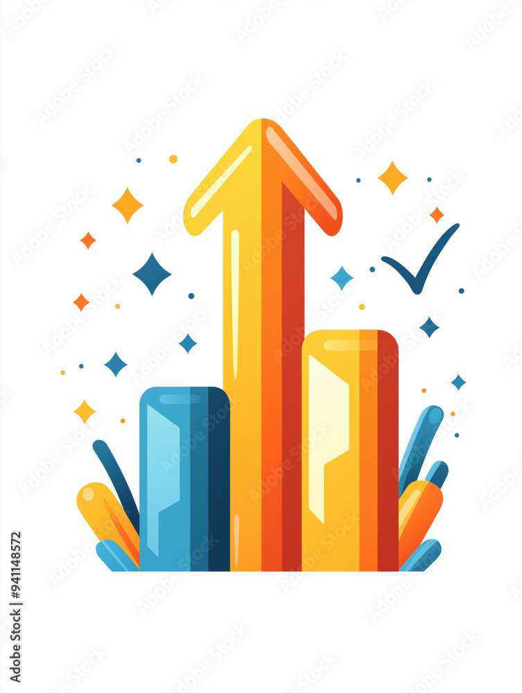 Stock Market Growth Icon – Minimalist Upward Arrow and Financial Graphs ...
