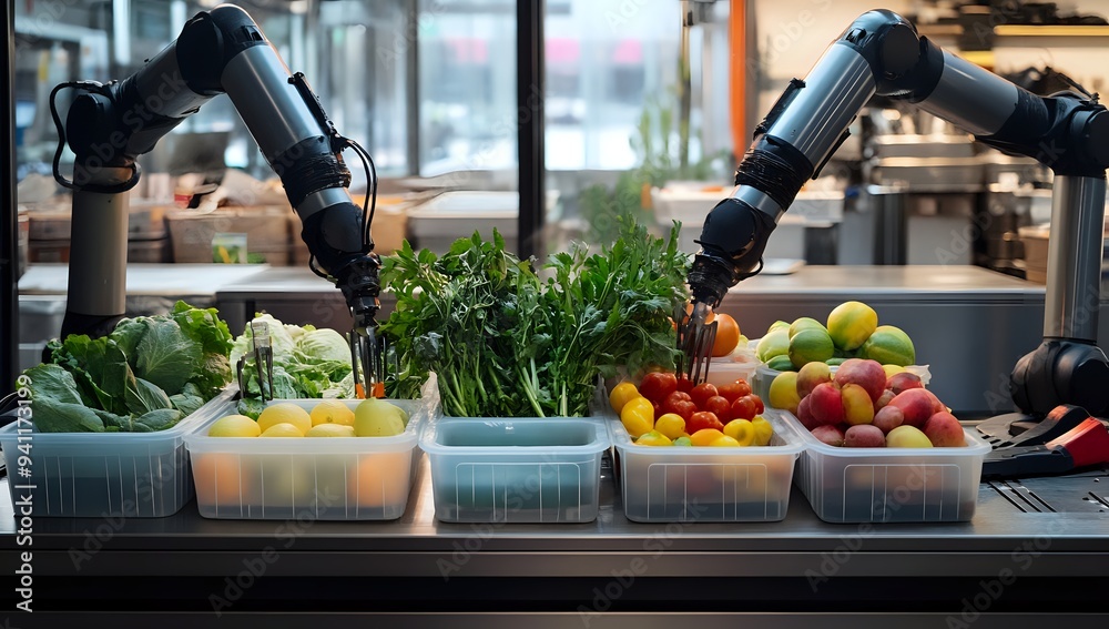 Robots Sorting Fresh Produce into Bins, Automation in the Kitchen ...