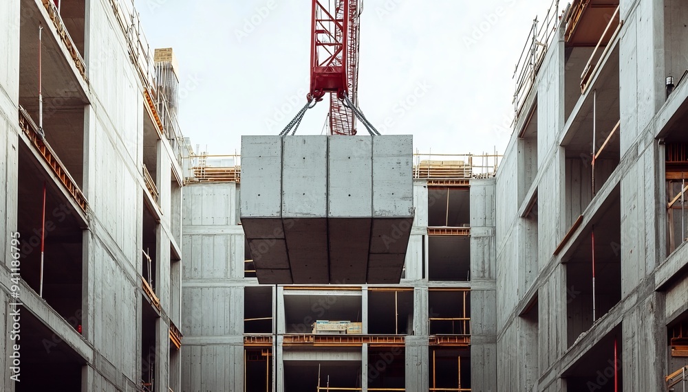 Crane lifting construction blocks at job site a dynamic view of heavy ...