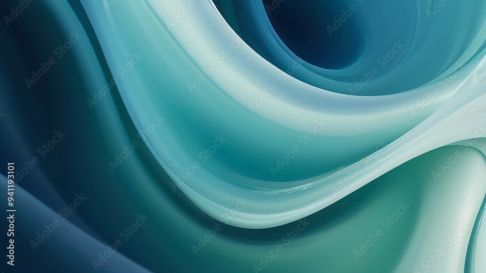 Gradient swirls of deep ocean blue transitioning into a lighter seafoam ...