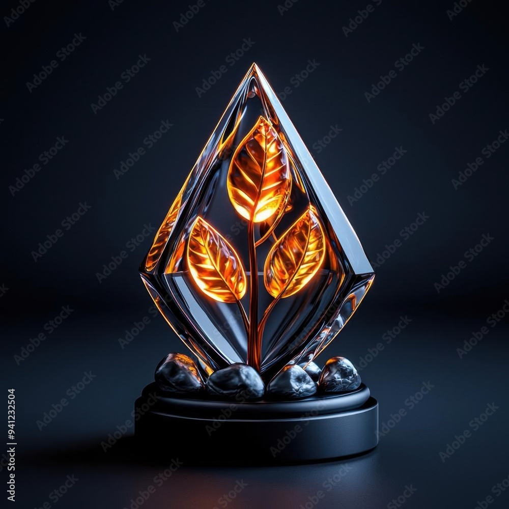 98 A minimalist crystal-like pyramid with a glowing core. Created using ...
