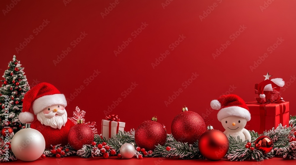 red color background christmas element and characters concept wallpaper ...