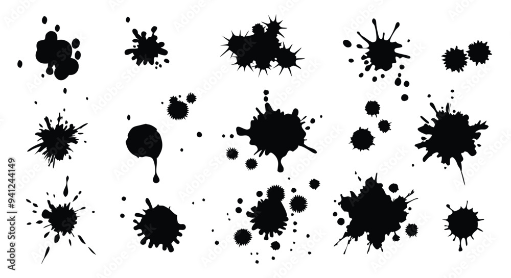 Ink Drops and Splashes Vector Collection | Ink Blots, Drips, and ...