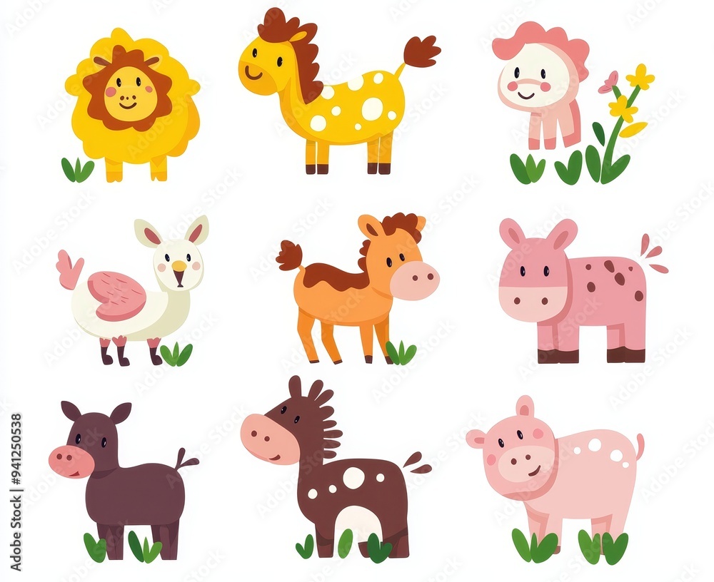 Bingo cards featuring cute farm animals. Lotto board game for kids with ...