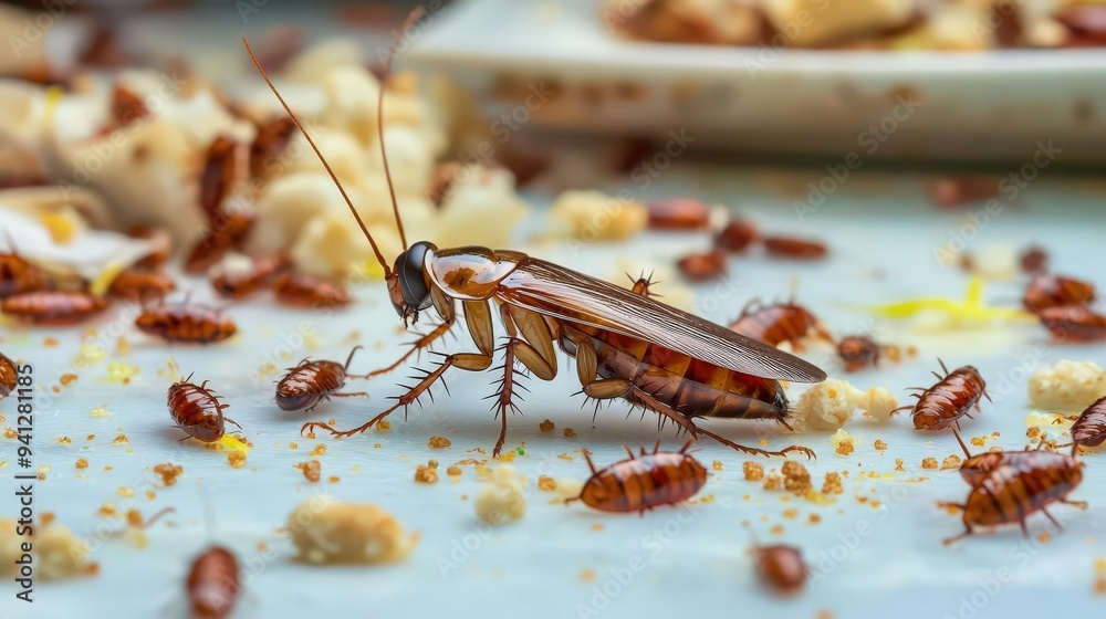 An image of a late night kitchen where cockroaches are drawn to ...