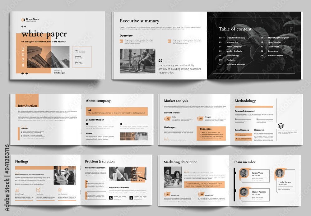 Landscape White Paper Template Layout Stock Template | Adobe Stock