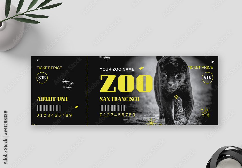 Zoo Ticket Design Template Layout Stock Template | Adobe Stock