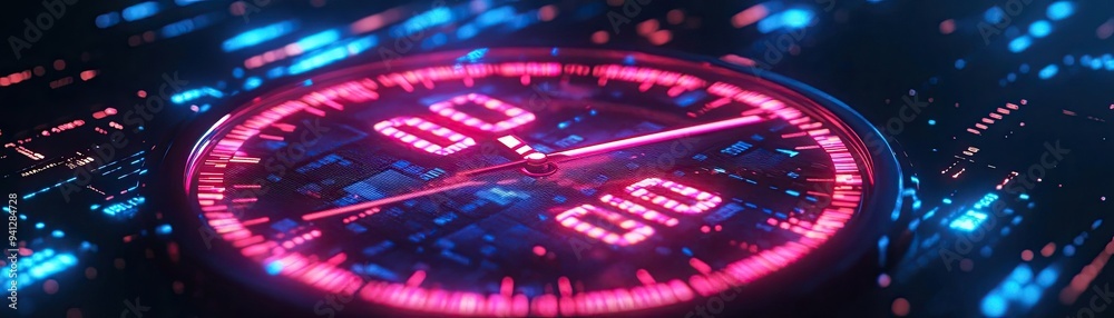 Digital clock face counting down with dramatic effects, time ticking ...