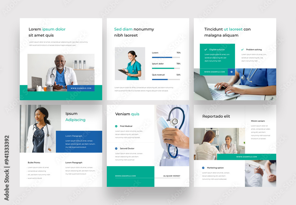 Medical Social Media Layouts With Green and Blue Color Stock Template ...