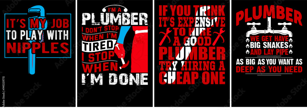 Classic Plumber Hand Lettering, Labels And Badges Pack Vector ...