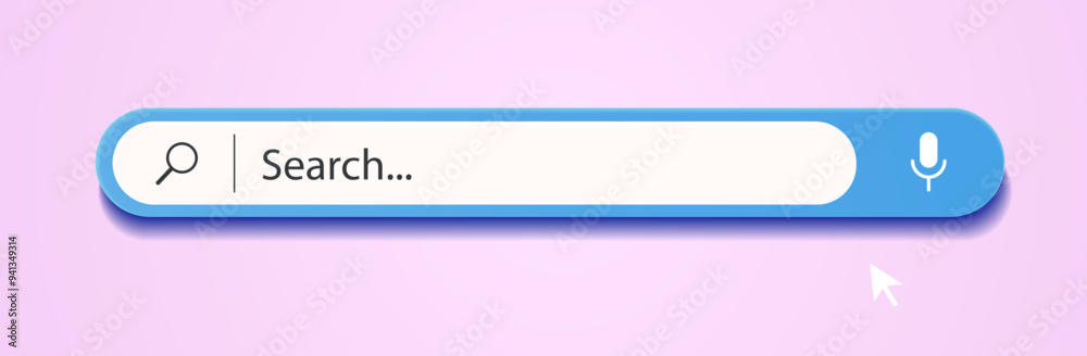 3d search bar Internet browser engine on pink background for UI design ...