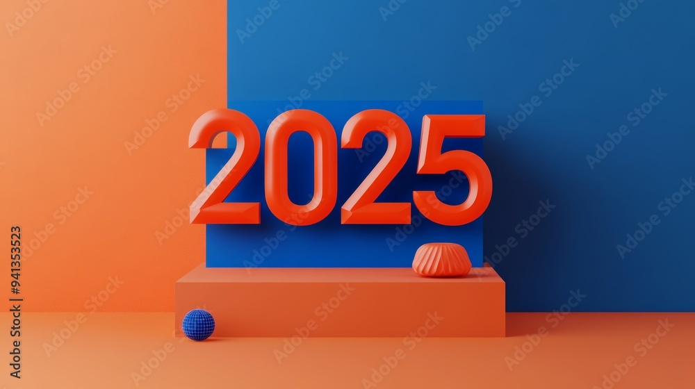 As you can see in the image, the year 2025 is displayed in white 3D ...