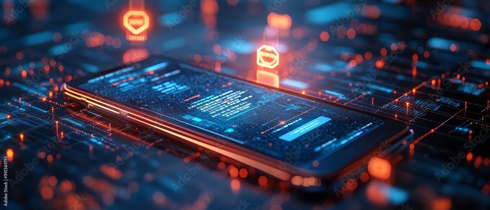 A closeup of a secure app on a smartphone displaying a defense code ...
