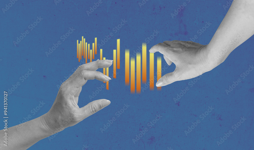 Hand hold a graph of growth. Profitable investment, stock chart arm ...
