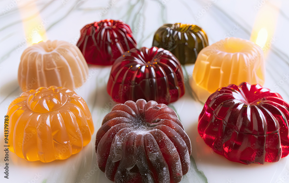 Colorful jello desserts on the table created with Generative AI ...