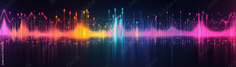 Vibrant sound wave pattern with colorful peaks, representing audio ...
