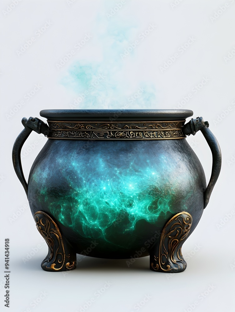 Detailed 3D Model of a Bubbling Witchcraft Cauldron Simmering with ...