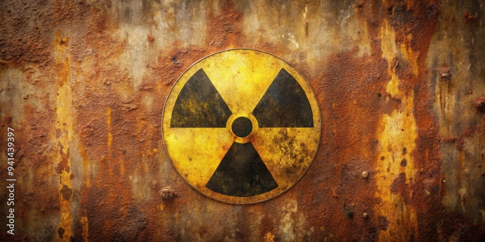 Shabby old rusty background with radioactive danger sign , radioactive ...