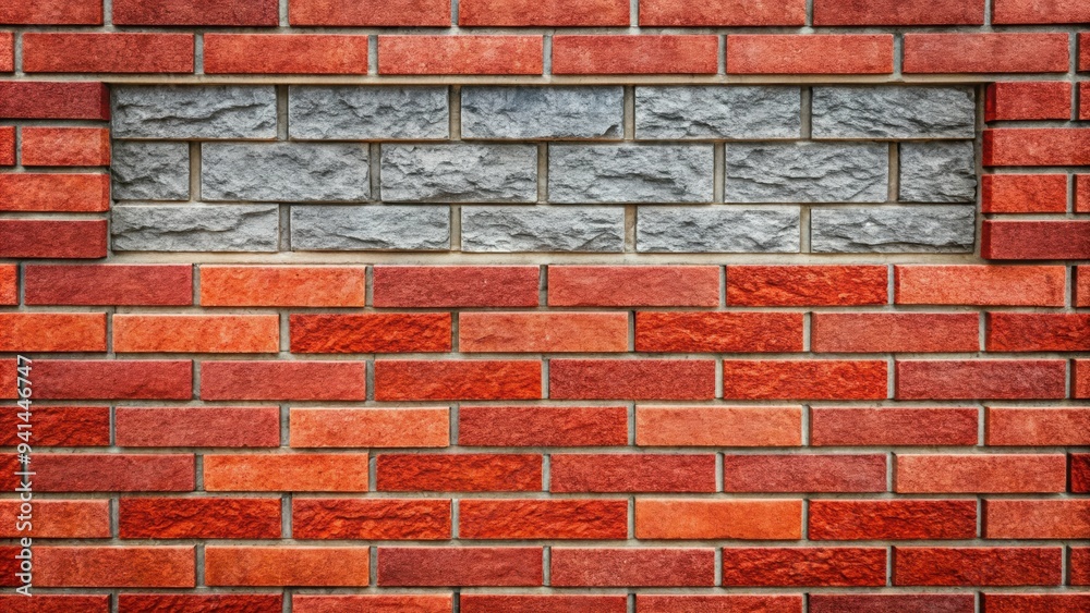 Red stone wall with grey textured bricks and decorative stone tiles ...
