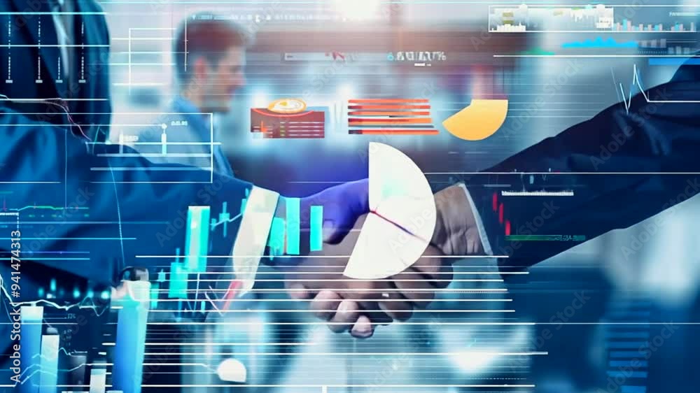 Data-Driven Partnership: A powerful handshake symbolizes a successful ...