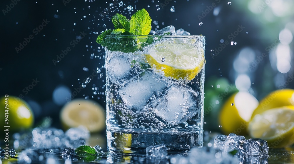 Quench your thirst with icy cold water amidst a refreshing backdrop of ...