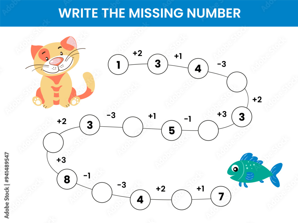 Mathematical educational game for children. Subtraction and addition up ...