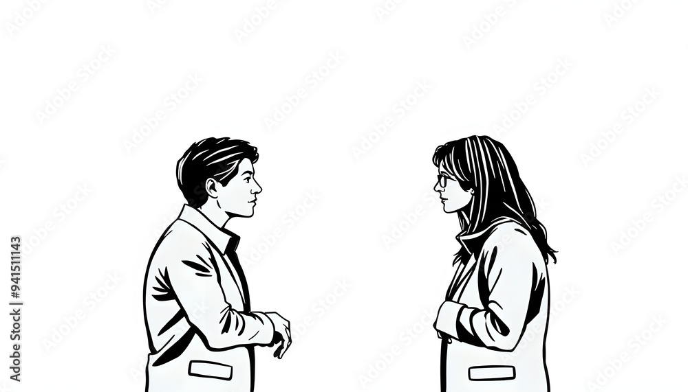 Disegno concettuale dialogo tra due persone. Parlare. Discussione ...