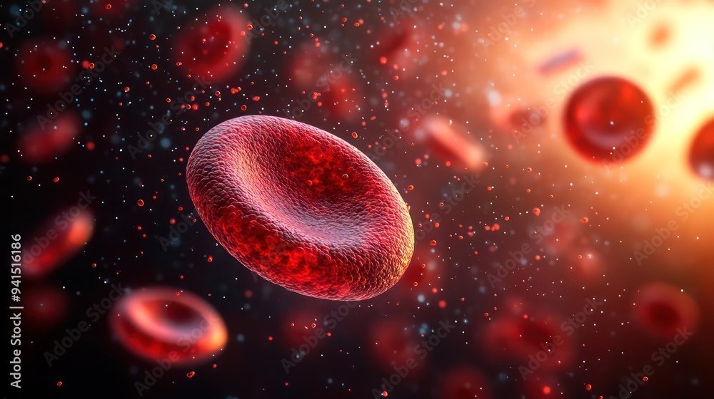 Red blood cells, erythrocytes under microscope, medical laboratory ...