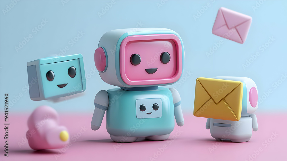 3D Icon as Chatbot and email marketing concept as A chatbot icon paired ...