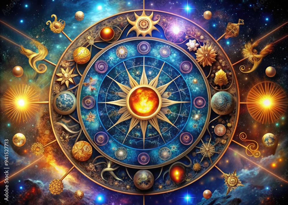 Astrological Alchemy: Zodiac signs, planetary influences, metallic hues ...