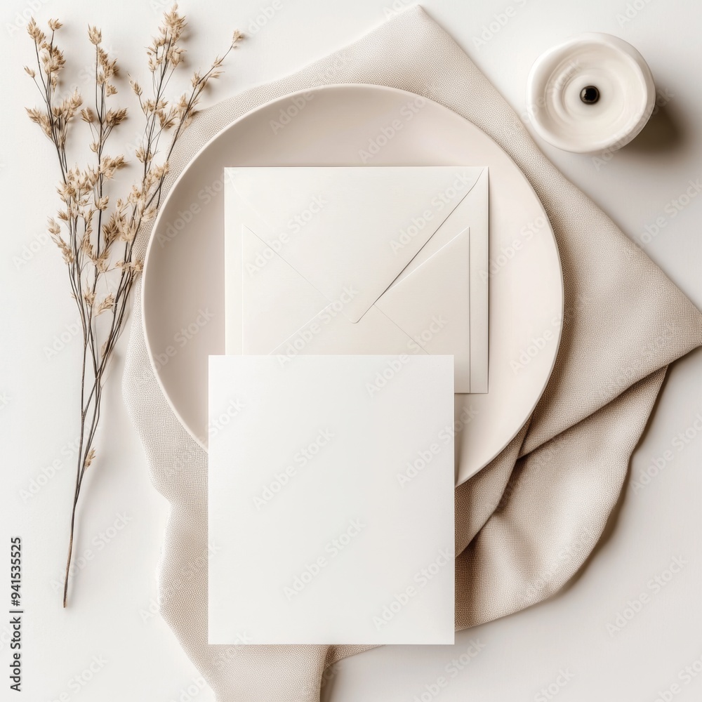 6. Subtle invitation card draft mockup with a clean layout and delicate ...