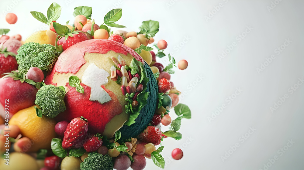 3D Icon as Sustainable food labels with World Food Day text isolated on ...