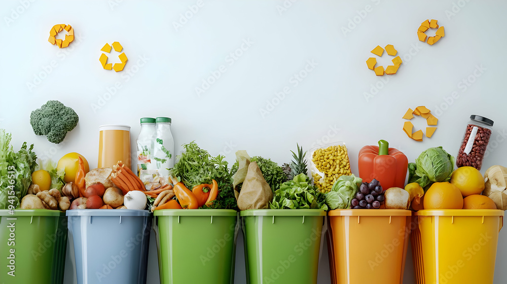 3D Icon as Zero waste grocery items and food waste composting with ...