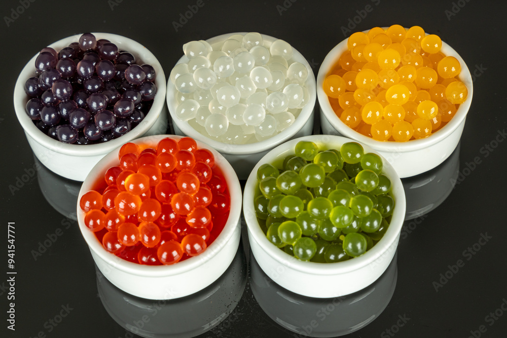 Different tapioca pearls for bubble tea. Bubble tea ingredients ...