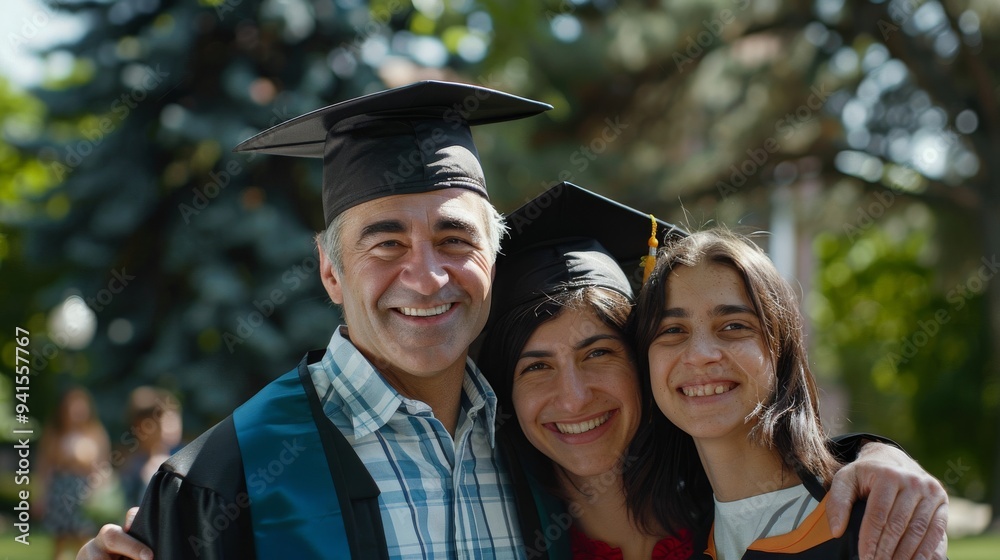 Stock Photography, Gay parents at child's graduation ceremony ...