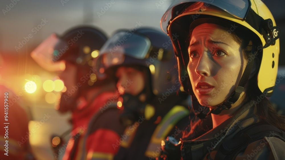 Stock Photography, Lesbian firefighters leading emergency response team ...