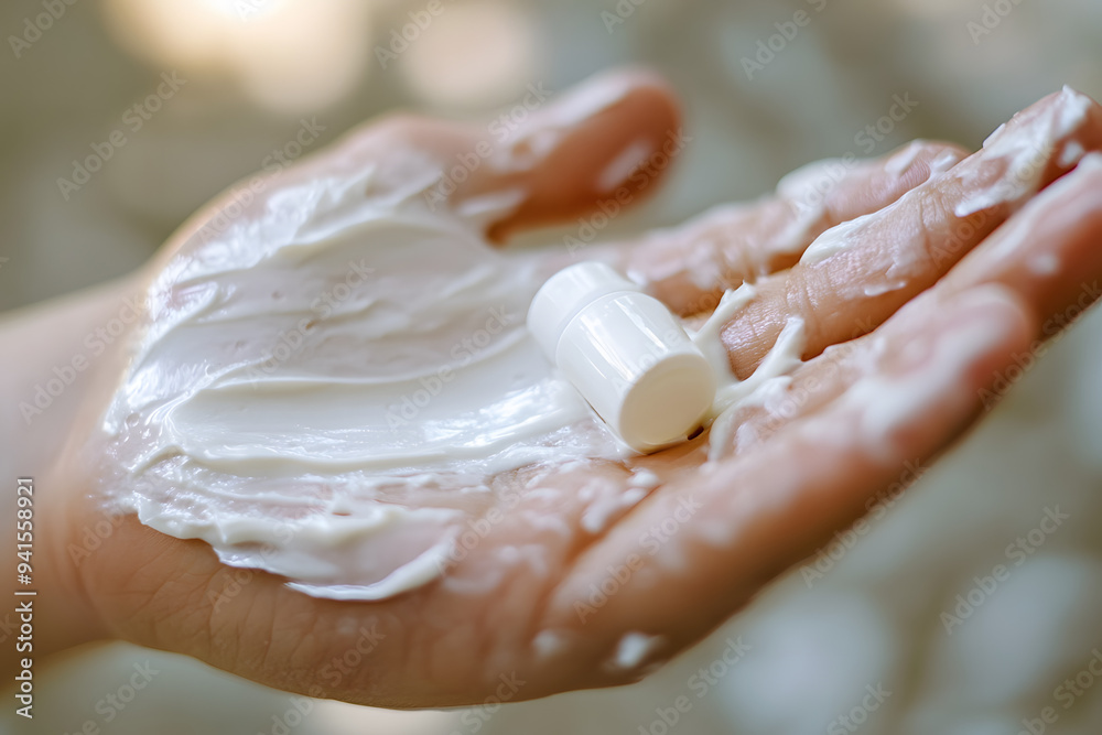applying an emollient to dry flaky skin as in the treatment of ...