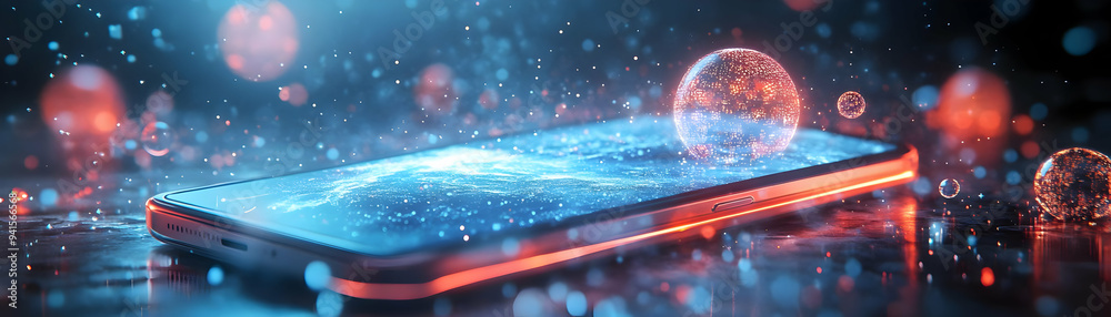 Photo Realistic as Mobile Phone with Holographic IoT Icon and Sensor ...