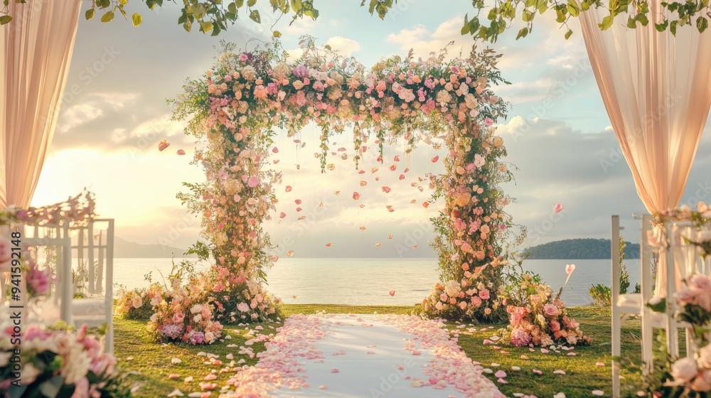 Romantic Oceanside Wedding Ceremony: A breathtaking view of the ocean ...